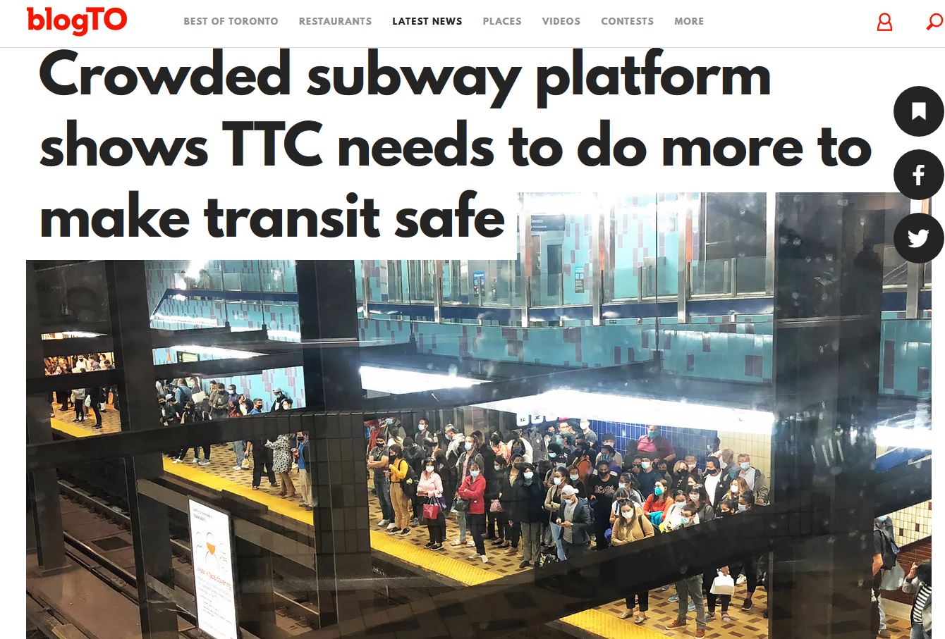 Crowding and Service on the TTC: September 2020 – Steve Munro